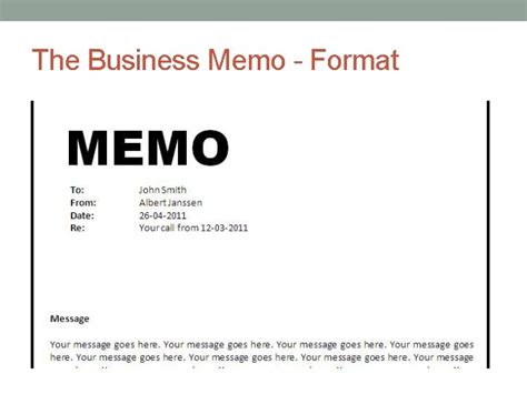 The Business Memo One Form Of Written Communication