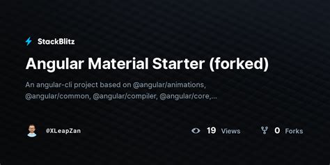 angular material starter forked stackblitz