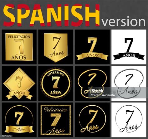 Spanish Set Of Number 7 Templates Stock Illustration Download Image