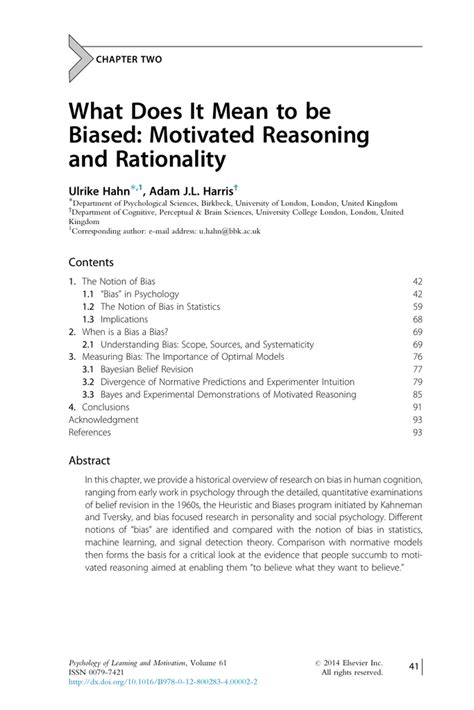 What Does It Mean To Be Biased Motivated Reasoning And Rationality Hahn