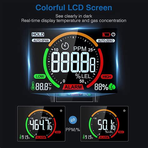Leakhawk Portable Gas Leak Detector With Color Lcd Display Temperature Measurement And