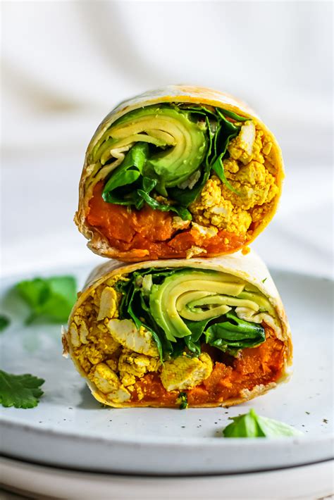 Breakfast Burrito With Avocado Sweet Potato And Scrambled Tofu The Avo
