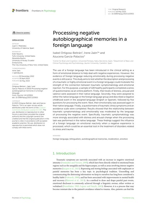 pdf processing negative autobiographical memories in a foreign language