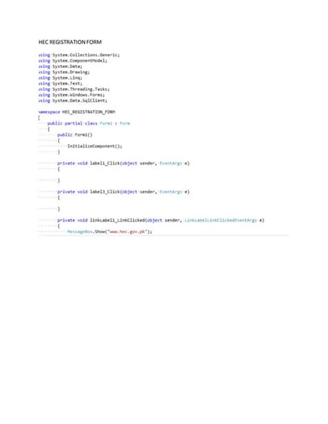 Hec Registration Form Visual C Programming Pdf