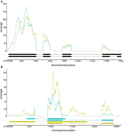 examples of sequence coverage in annotated a and unannotated b