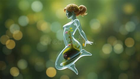 A Translucent Female Figure Appears Floating Filled With Elements Of