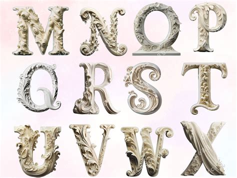 78 Alphabet Victorian Style Watercolor Png Rococo Letter Typogrphy