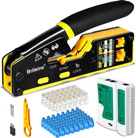 Rj45 Crimp Tool Kit Ethernet Pass Through Crimper Network Tool Kit