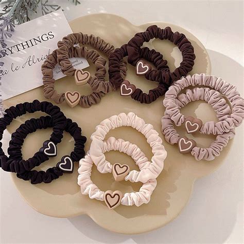 5pcs Fashion Women Korean High Elasticity Hair Rope Love Rubber Band