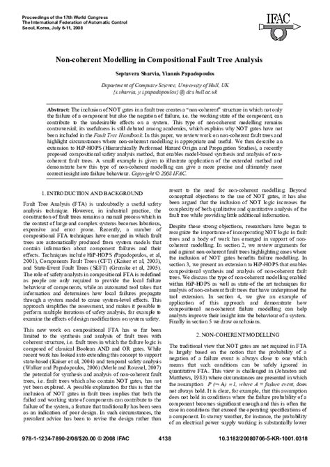 Pdf Non Coherent Modelling In Compositional Fault Tree Analysis Yiannis Papadopoulos