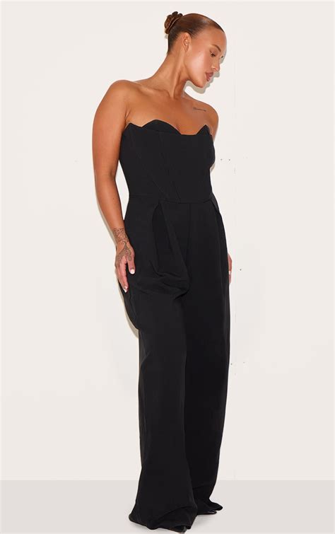 Plt Label Plus Black Corset Bust Tailored Jumpsuit Plus Size