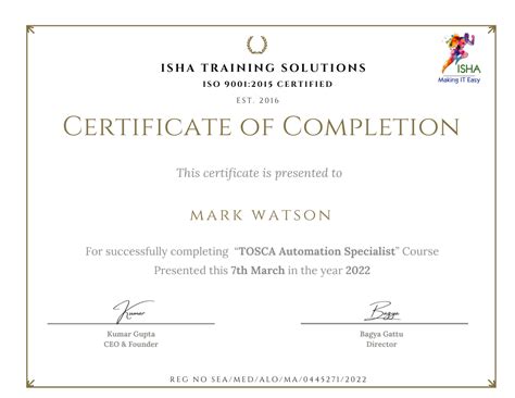 Tosca Automation Specialist Isha