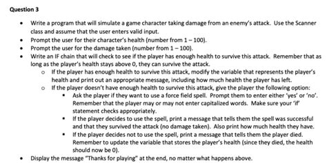 Solved Write A Program That Will Simulate A Game Character