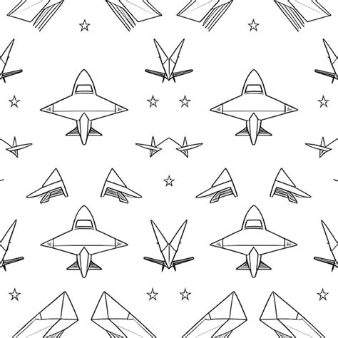 Seamless Tile Pattern Of Paper Airplanes On A Light Grey Background Premium Ai Generated Vector
