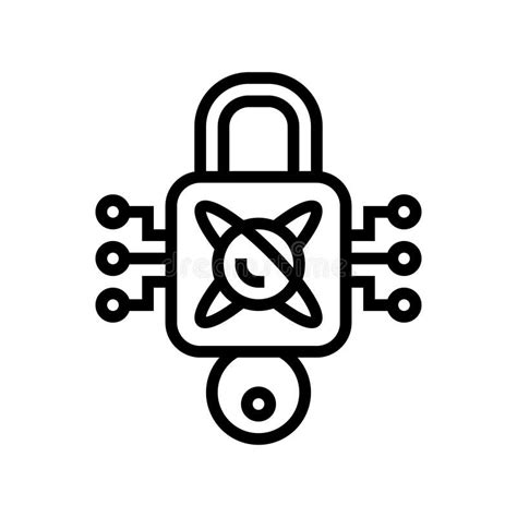 Encryption Lock Quantum Computer Line Icon Vector Illustration Stock Illustration Illustration