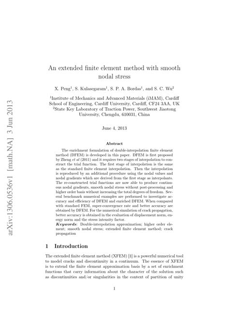 Pdf An Extended Finite Element Method Xfem For Linear Elastic