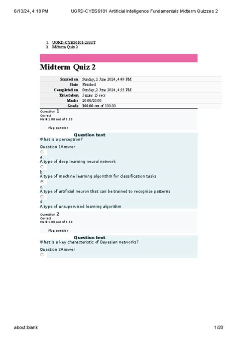 Mid 2 1 Ugrd Cybs6101 2333t 2 Midterm Quiz 2 Midterm Quiz 2 Started On Sunday 2 June 2024