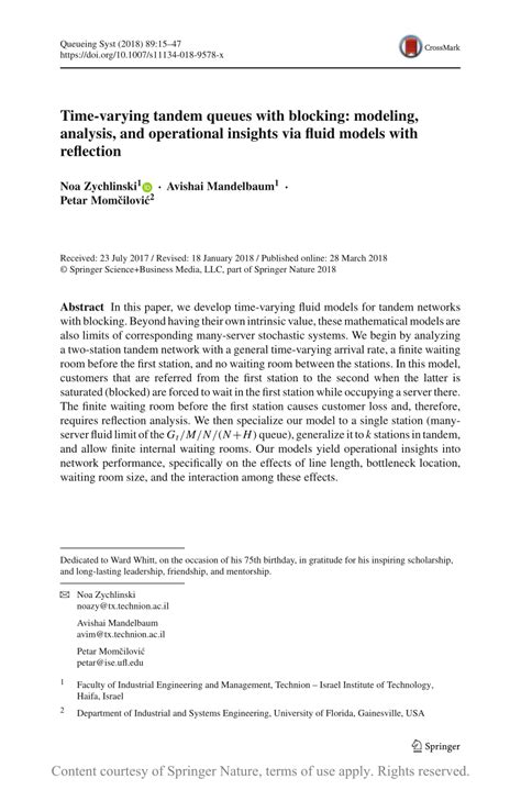 Time Varying Tandem Queues With Blocking Modeling Analysis And Operational Insights Via Fluid