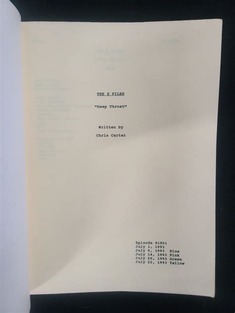 Production Used X Files Script Episode The Deep Throat The X