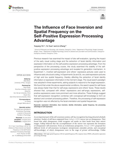 Pdf The Influence Of Face Inversion And Spatial Frequency On The Self Positive Expression