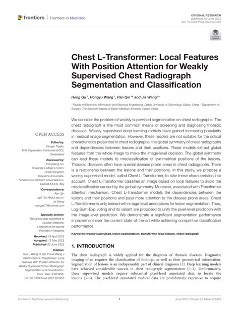Pdf Chest L Transformer Local Features With Position Attention For Weakly Supervised Chest