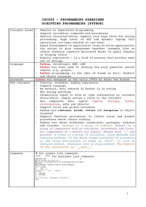 Csc305 Scripting Programming Concepts Key Notes And Examples Studocu