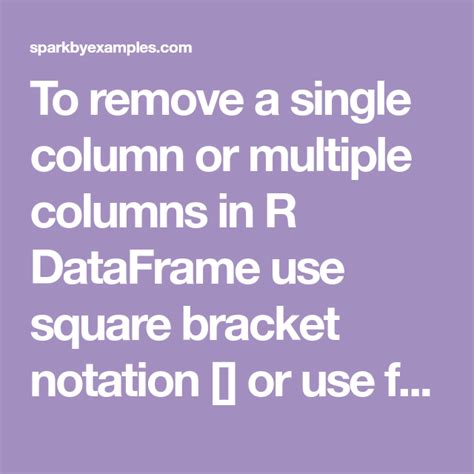 Removing Columns In R Dataframe