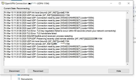 OpenVPN Read UDP Connection Resert By Peer WSAECONNRESET Code