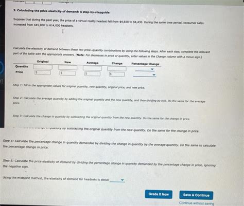 Solved 2 Calculating The Price Elasticity Of Demand A