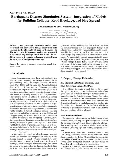 Pdf Earthquake Disaster Simulation System Integration Of Models For Building Collapse Road