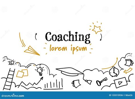 Business Training Corporate Coaching Concept Sketch Doodle Horizontal
