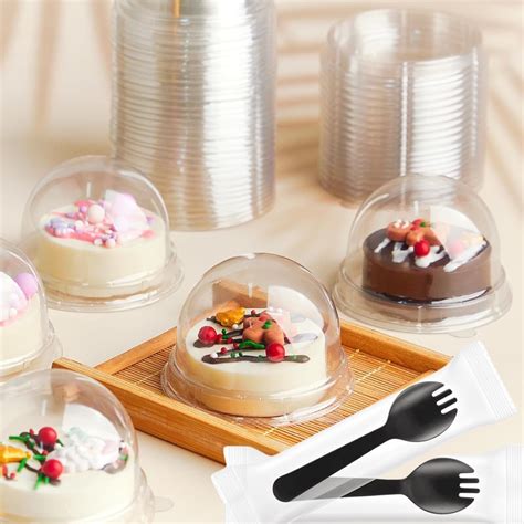 50 Pcs Mini Bundt Cake Containers Set 50pcs Clear Plastic Small