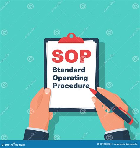 Sop Concept Human Writes To The Clipboard Standard Operating Procedure Stock Vector