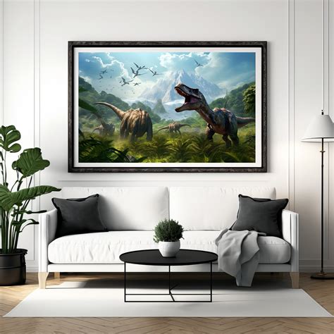 Realistic Dinosaur Art Print Prehistoric Jurassic Scene Digital