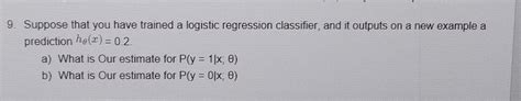 Solved 9 Suppose That You Have Trained A Logistic