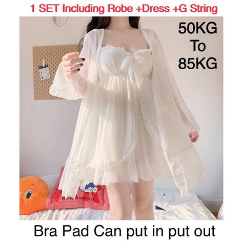 Sexy 1 set robe Dress Baju tidur seksi including robe Dress G string 性感睡衣套装 Sch 227 Shopee