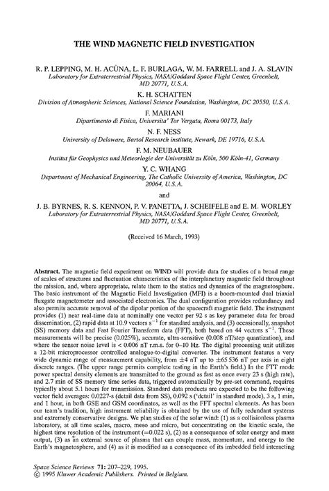 THE WIND Magnetic Field Investigation THE WIND MAGNETIC FIELD INVESTIGATION R P L E P P I N