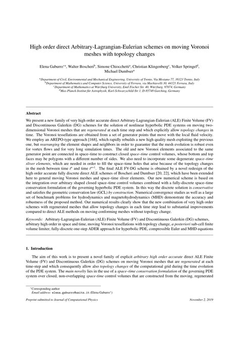 Pdf High Order Direct Arbitrary Lagrangian Eulerian Schemes On Moving Voronoi Meshes With