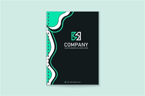 A4 노트북 표지 디자인 템플릿 녹색과 검정색 프리미엄 벡터