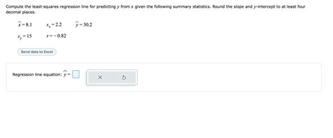 Solved Compute The Least Squares Regression Line For Chegg