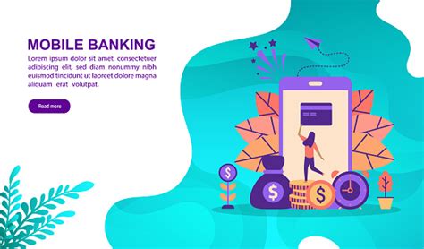 캐릭터와 모바일 뱅킹 일러스트 개념입니다 배너 프레젠테이션 소셜 미디어 포스터 광고 및 프로 모션에 대 한 템플릿 개념에 대한