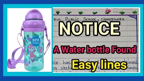 Notice For Water Bottle Found Write A Notice For Found Water Bottle
