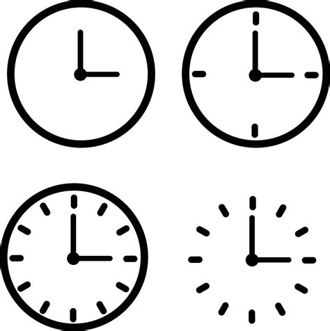 Time And Clock Icons Set Clocks Icon Collection Design Horizontal Set Of Analog Clock Icon