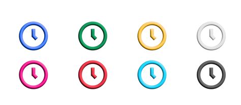 Clock Icon Set Colored Symbols Graphic Elements PNG