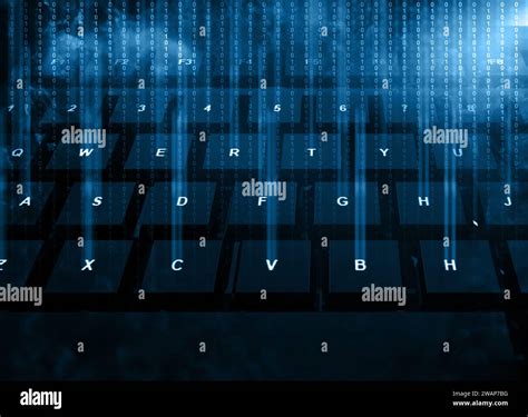 modern computer keyboard with digital signals 3d illustration stock