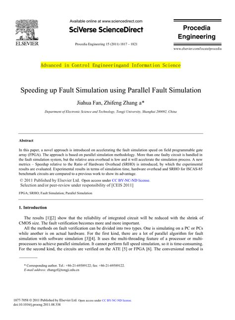 Pdf Speeding Up Fault Simulation Using Parallel Fault Simulation