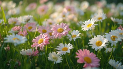 A Beautiful Field Filled With White And Pink Flowers Perfect For Adding A Touch Of Color To Any