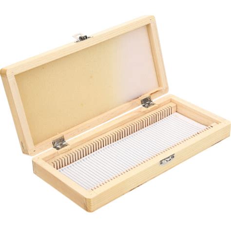 Portable Wooden Compact Histology Slide Holder Microscope Slide Case