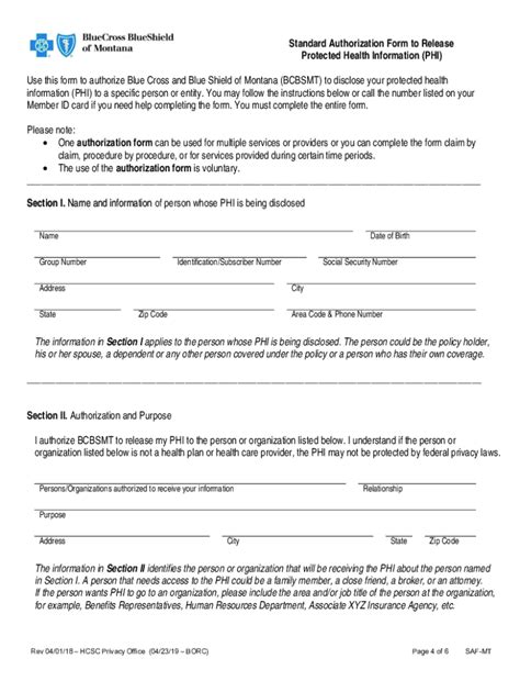 Fillable Online Authorization To Release Protected Health Information