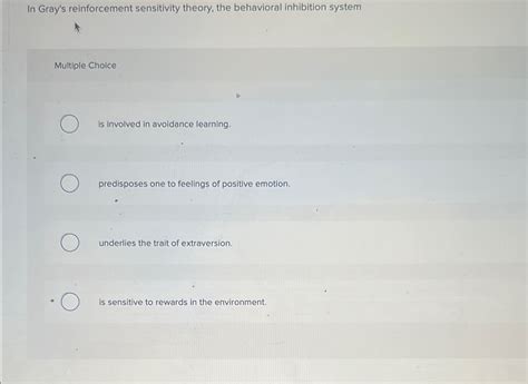 Solved In Grays Reinforcement Sensitivity Theory The